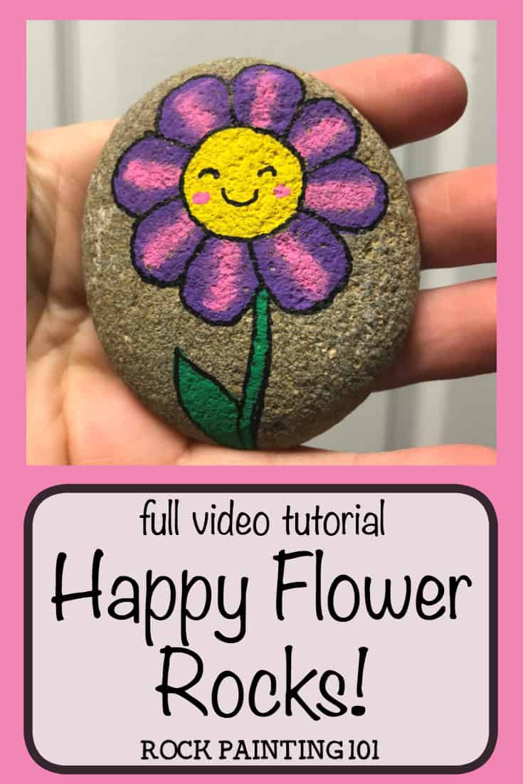 Happy Flower Rocks ~ An easy flower painting idea - Rock Painting 101