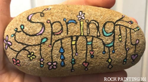 Zendangle Spring Rocks ~ Creating fun dangles doodles on painted rocks