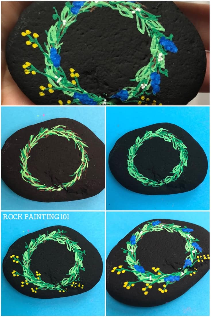 Spring Wreath Painted Rock ~ Spring stone painting that inspires!