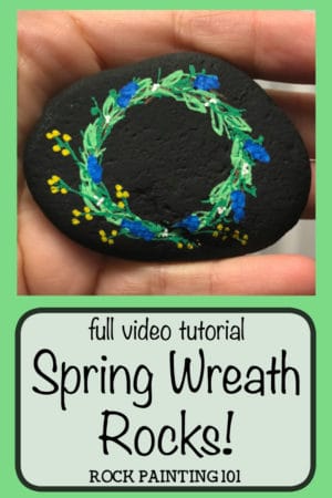 Spring Wreath Painted Rock ~ Spring stone painting that inspires!