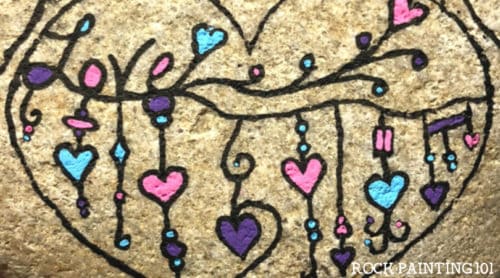 Dangle Heart Painted Rocks ~ A fun technique that's perfect for beginners!