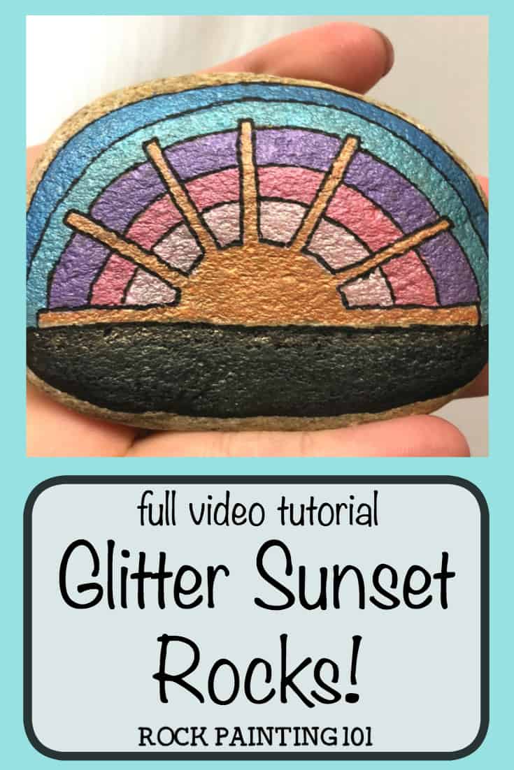 Watch how to paint an amazing graphic sunset - Rock Painting 101