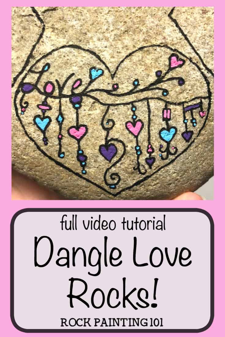 Dangle Heart Painted Rocks ~ A fun technique that's perfect for beginners!