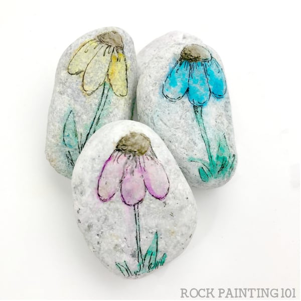 19 easy flower rocks that will make people smile - Rock Painting 101