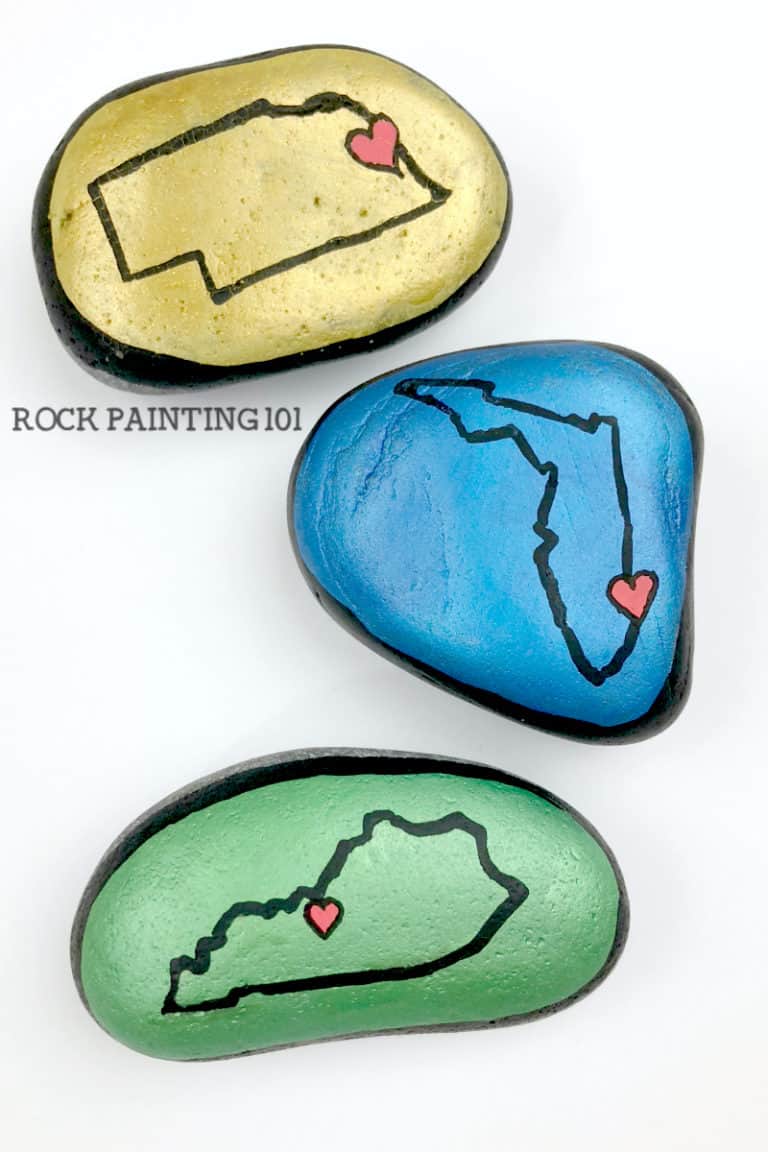 How to easily paint your state to make a beautiful rock - Rock Painting 101