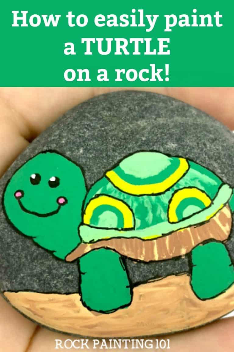 How to easily paint a turtle to make a fun rock - Rock Painting 101