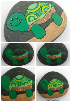 How to easily paint a turtle to make a fun rock - Rock Painting 101