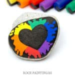 Rainbow Paint Splat Heart Rock - Rock Painting 101