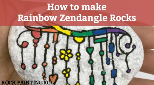 How to make fun rainbow zendangles on your rocks - Rock Painting 101