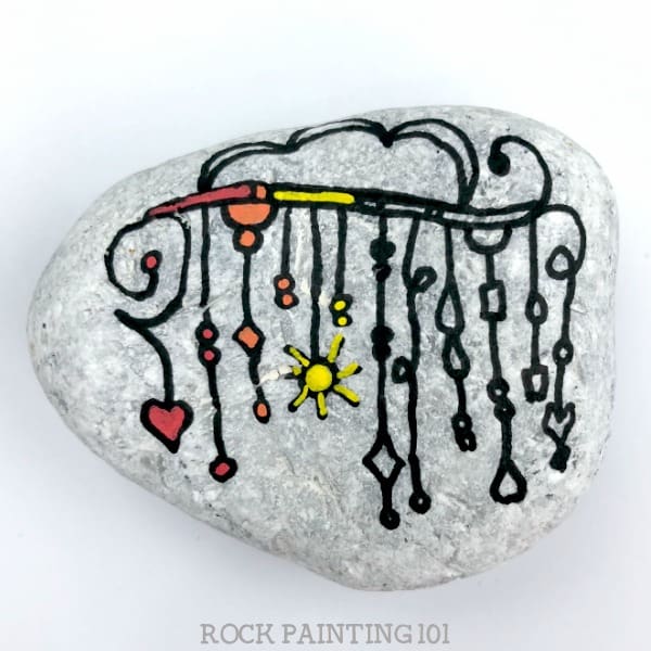 How to make fun rainbow zendangles on your rocks - Rock Painting 101