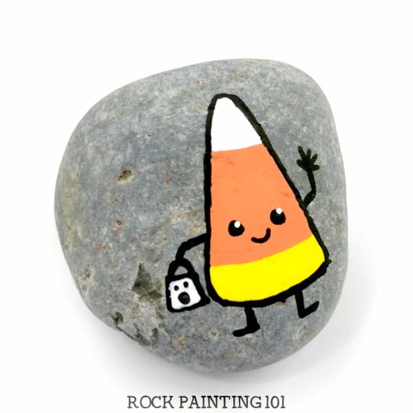 How to make adorable candy corn painted rocks - Rock Painting 101
