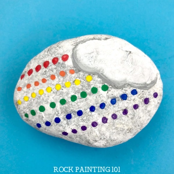 How to make a beautiful dotted rainbow kindness rock - Rock Painting 101