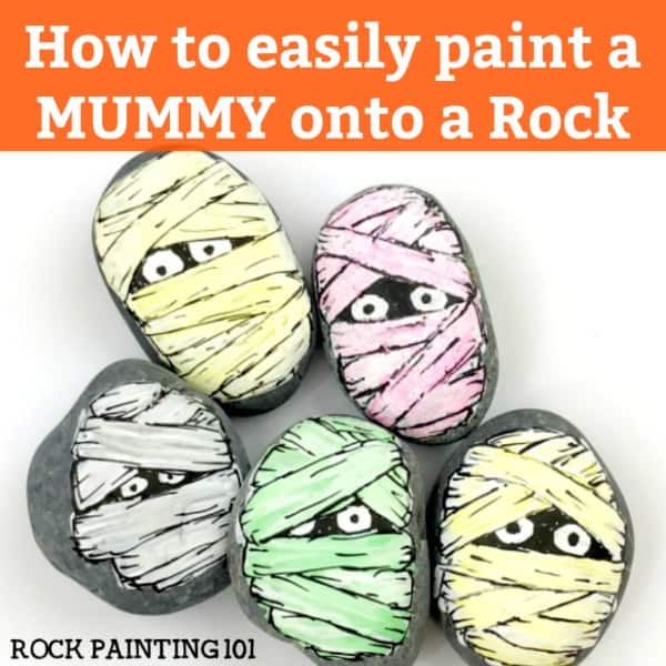 How to easily draw a mummy to make fun Halloween rocks - Rock Painting 101