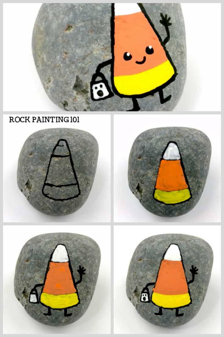 How to make adorable candy corn painted rocks - Rock Painting 101