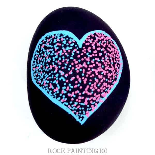 How to make an easy pointillism heart painted rock - Rock Painting 101