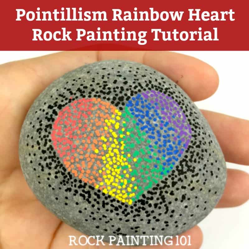 How to make a beautiful rainbow pointillism hearts on rocks - Rock ...