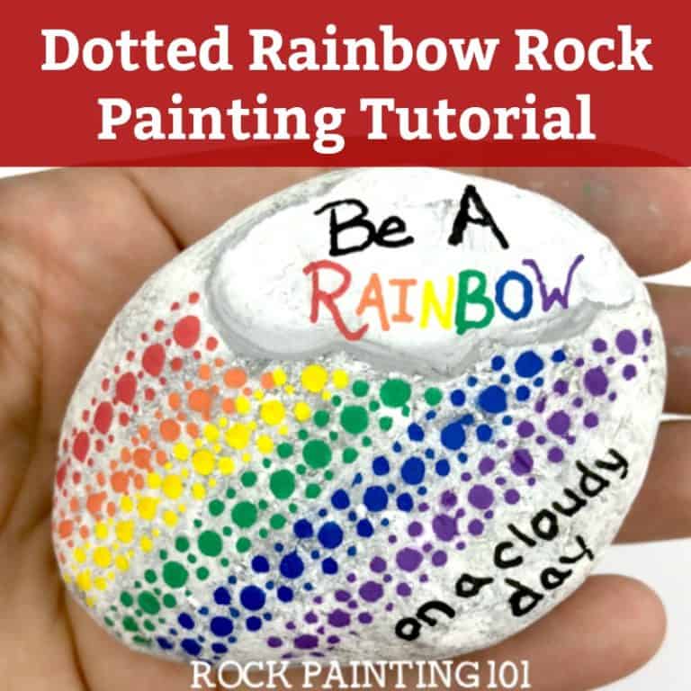 How to make a beautiful dotted rainbow kindness rock - Rock Painting 101