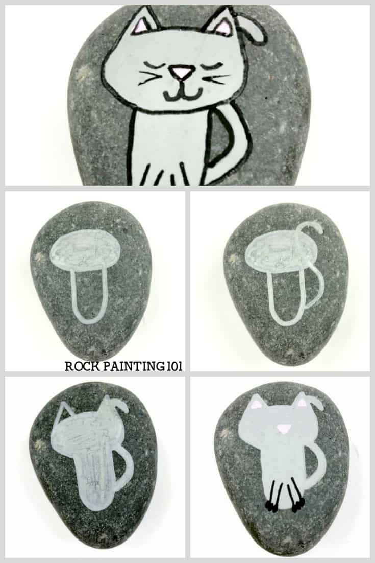 How to paint a cat to make a cute painted rock - Rock Painting 101