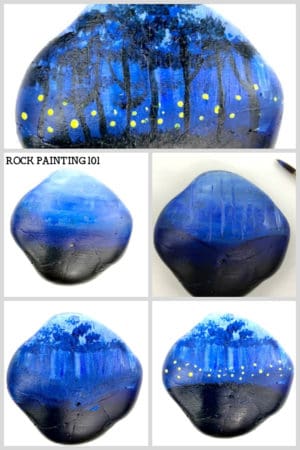 How to make beautiful fireflies on your night painted rock. - Rock ...