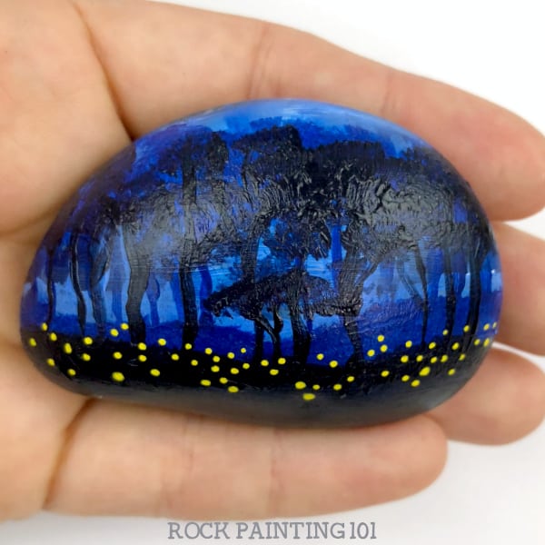 How to make beautiful fireflies on your night painted rock. - Rock ...