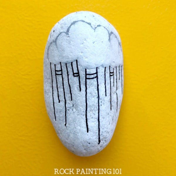 How to make a fun raincloud zendangle painted rock - Rock Painting 101