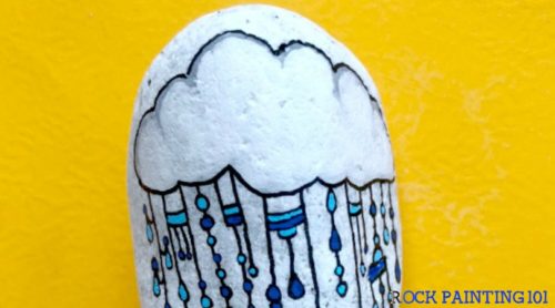 How to make a fun raincloud zendangle painted rock - Rock Painting 101