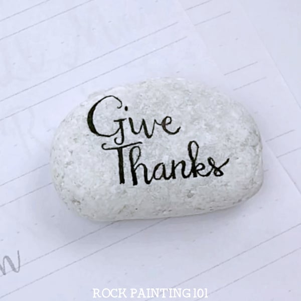 How to easily make hand lettered Thanksgiving rocks - Rock Painting 101