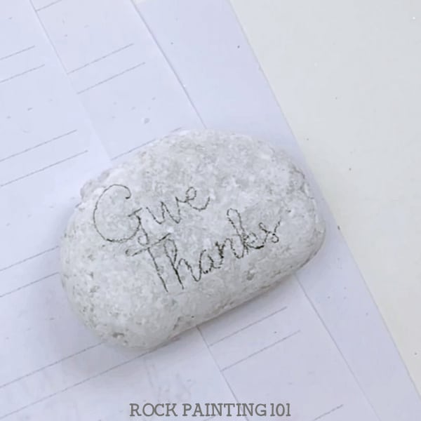 How to easily make hand lettered Thanksgiving rocks - Rock Painting 101