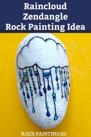 How to make a fun raincloud zendangle painted rock - Rock Painting 101