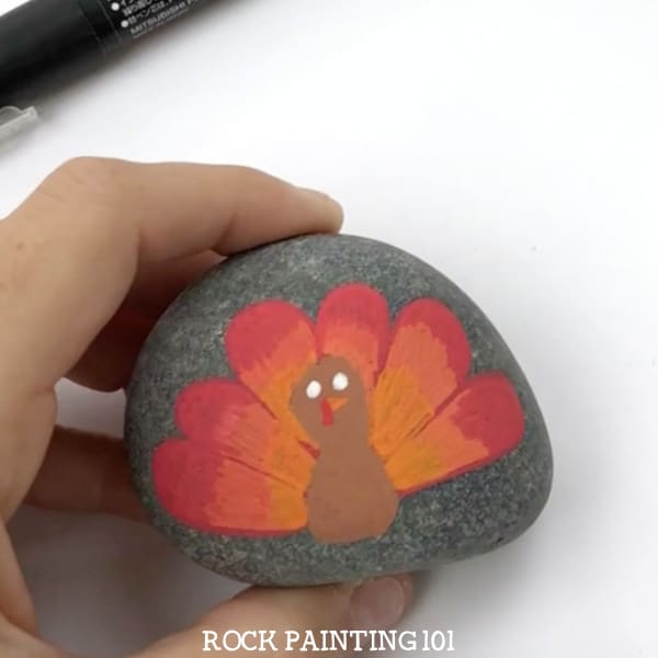 How to paint an easy turkey to make a fun fall painted rock
