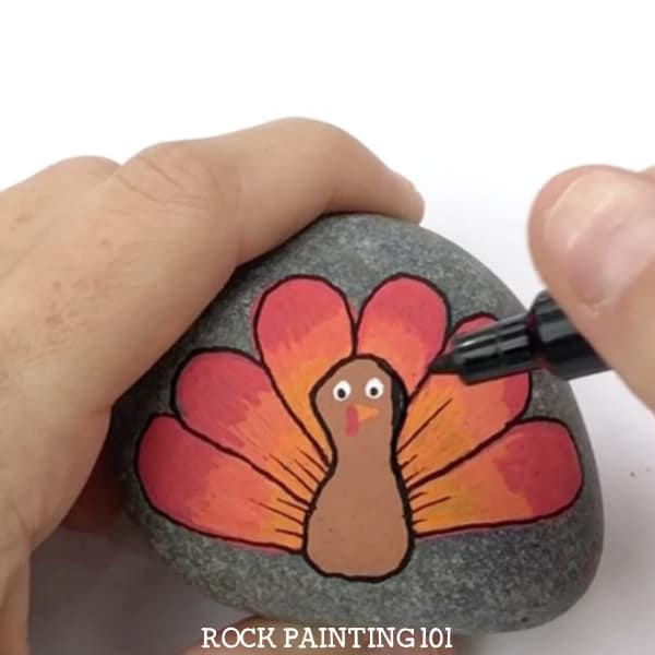 How to paint an easy turkey to make a fun fall painted rock