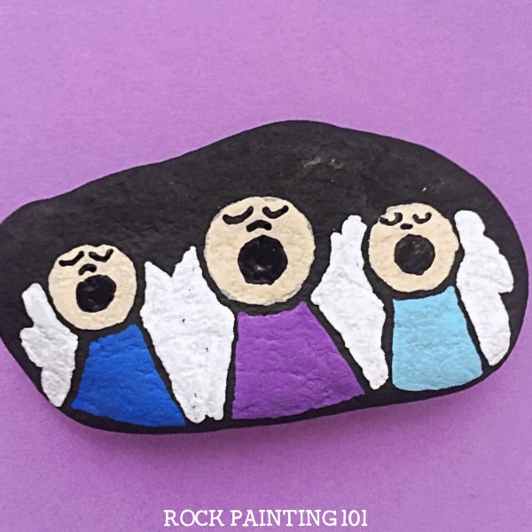 How to paint a singing angel to make a fun painted rock