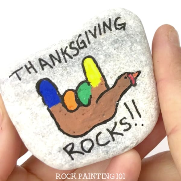 How to make a fun Thanksgiving Rocks turkey painted rock