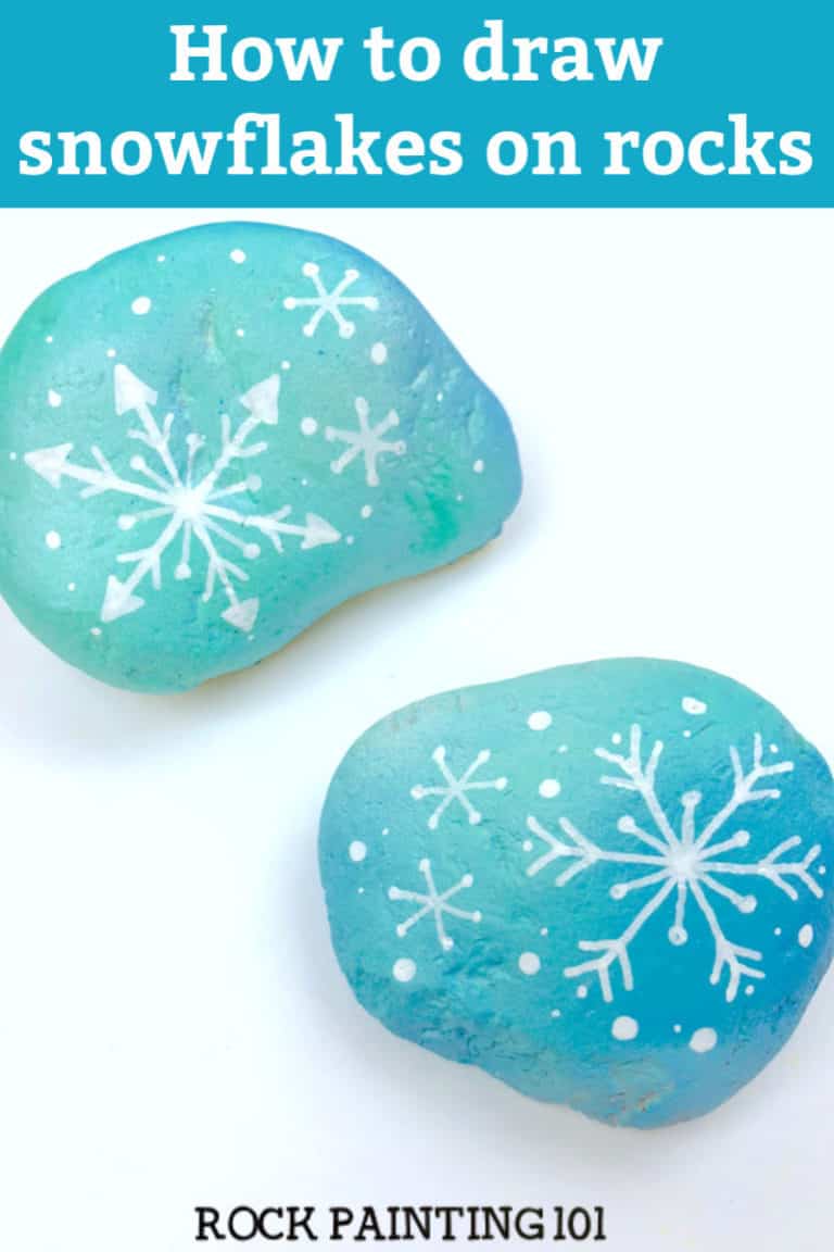 How to draw a snowflake to make a fun winter painted rock