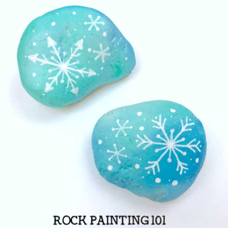 How to draw a snowflake to make a fun winter painted rock
