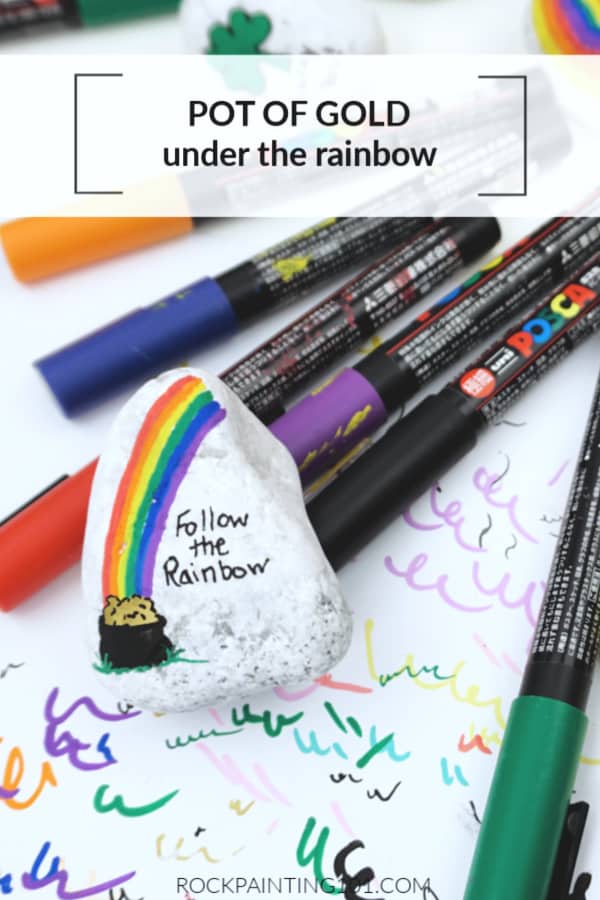 Pot of Gold Rainbow Rock - Rock Painting 101
