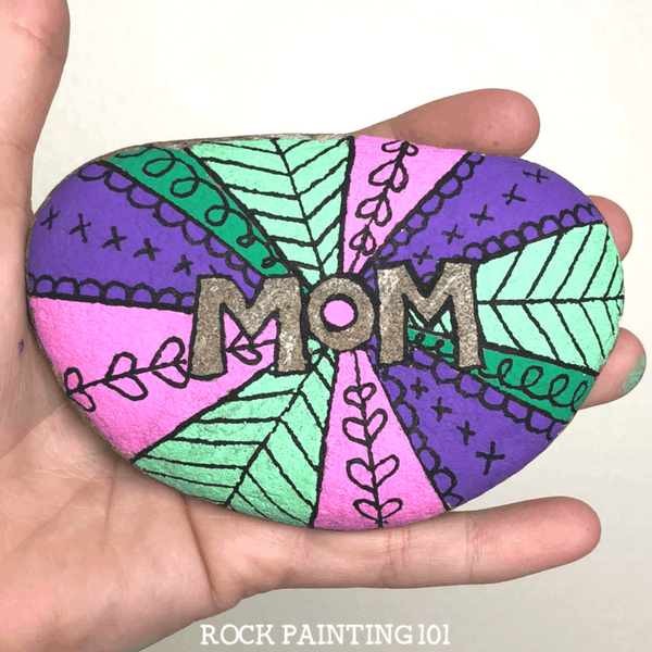 Scandinavian design Mother's Day rock painting idea - Rock Painting 101