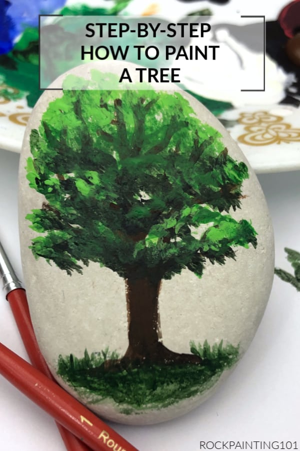 How to paint an oak tree onto a rock - Rock Painting 101