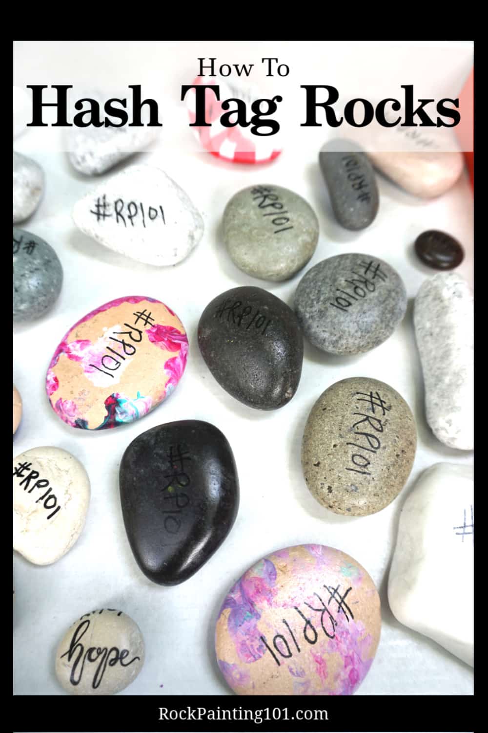 Adding a Hashtag to your Rock - Rock Painting 101