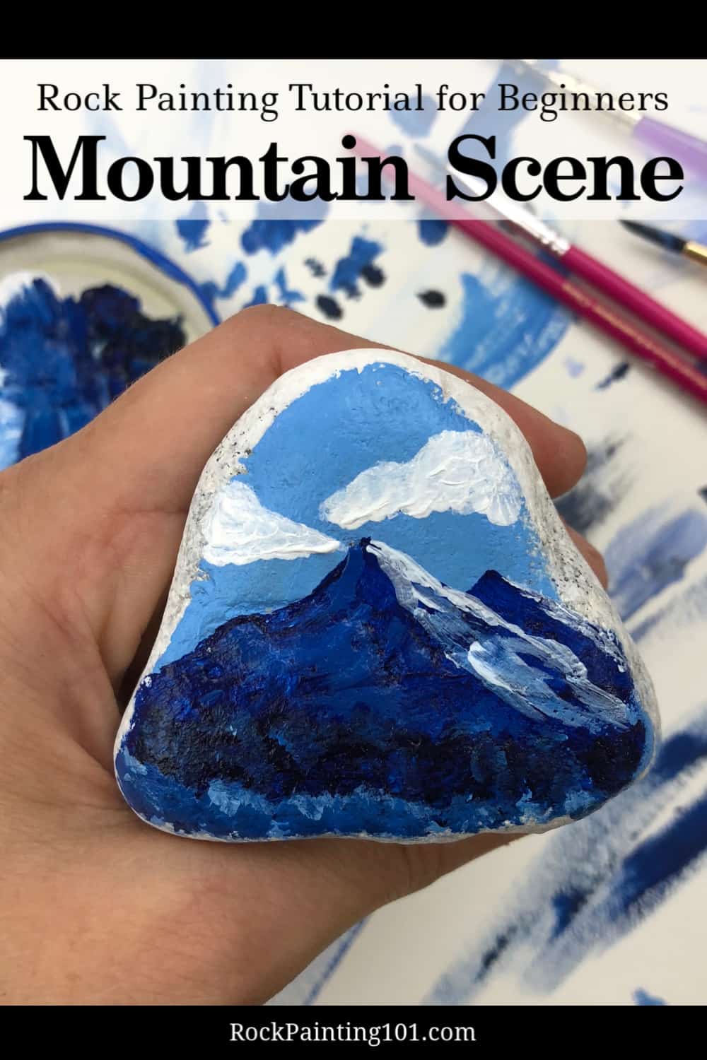 Easy Mountain Painted Rocks - Rock Painting 101