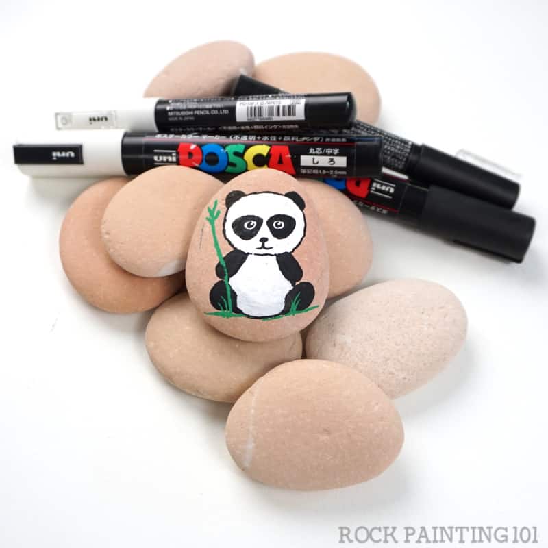 How to paint pandas onto rocks - Rock Painting 101