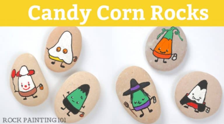 How to make adorable candy corn painted rocks - Rock Painting 101