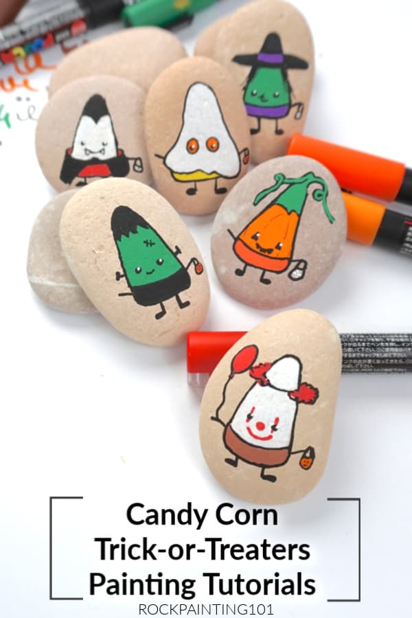 Fun Halloween Candy Corn Rocks - Rock Painting 101