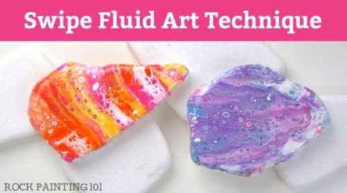 How to use the acrylic pour swipe method on rocks - Rock Painting 101