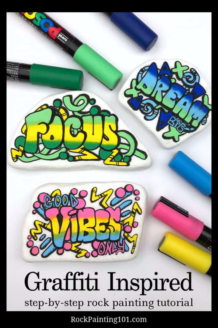 Graffiti inspired rock painting tutorial - Rock Painting 101