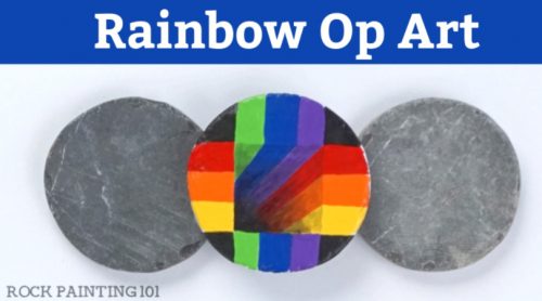Easy rainbow optical illusion on rocks - Rock Painting 101