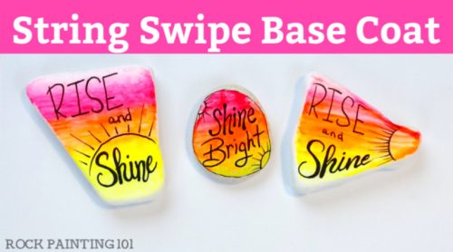 Easy acrylic pour swipe method with a string - Rock Painting 101