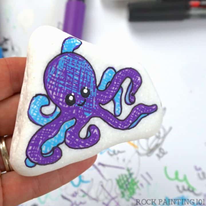How to paint an octopus onto a rock - Rock Painting 101