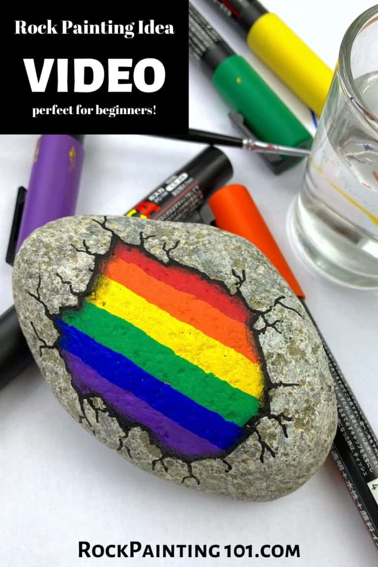 How to paint a broken rock rainbow - Rock Painting 101