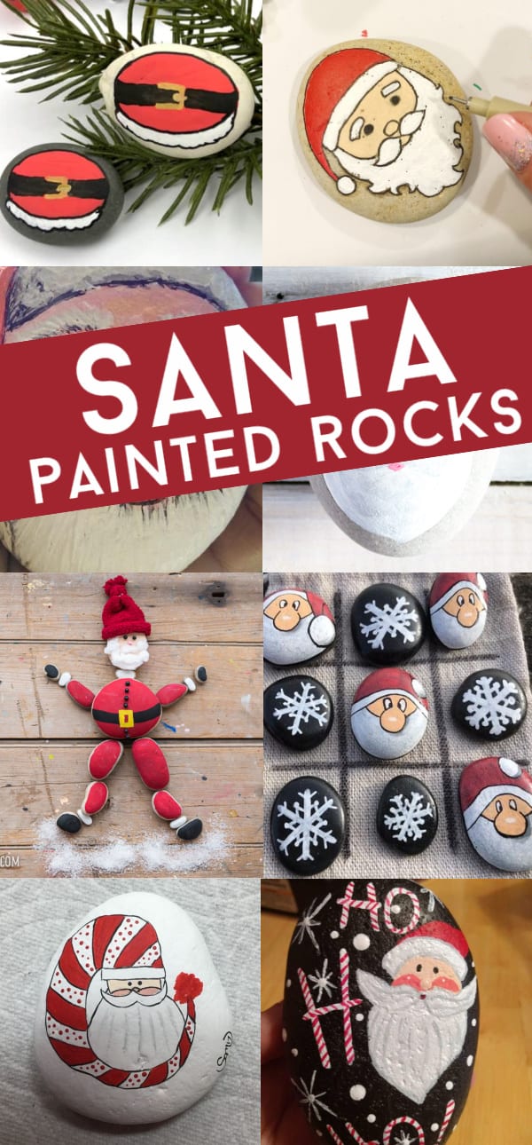 18 Santa Painted Rocks to paint this Christmas - Rock Painting 101